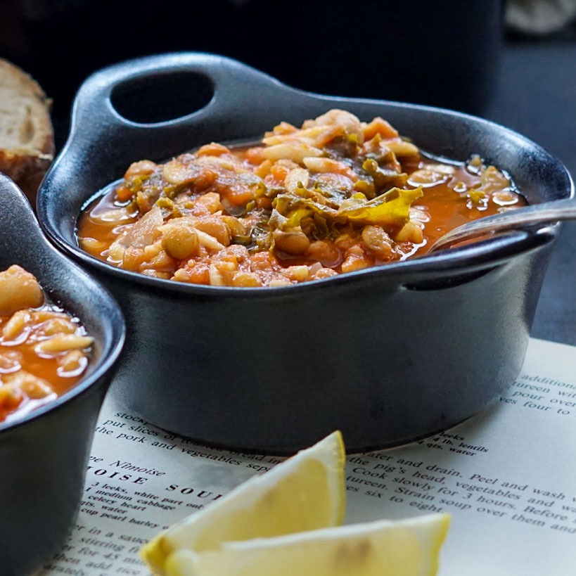 Moroccan Lentil and Chickpea Soup (Harira) - thekitchensinkblog.com